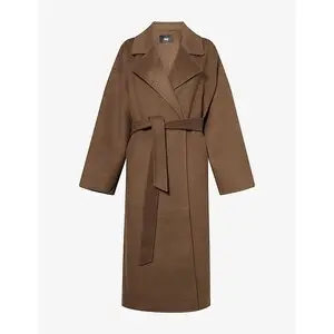 Paige Connery Longline Wool-blend Coat - Mushroom