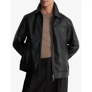 REISS Strader Zip-through Leather Jacket