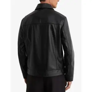 REISS Strader Zip-through Leather Jacket