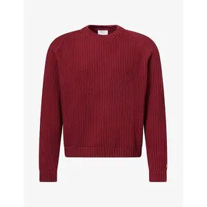 PERCIVAL Fisherman Ribbed Cotton Jumper - Merlot