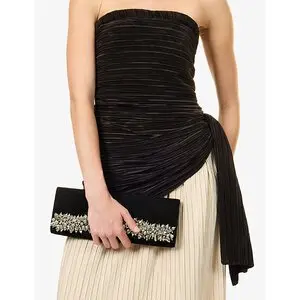 Simkhai River East West Crystal And Suede Clutch