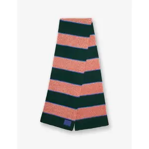 Paul Smith Striped Logo-patch Wool And Alpaca-blend Scarf - Green