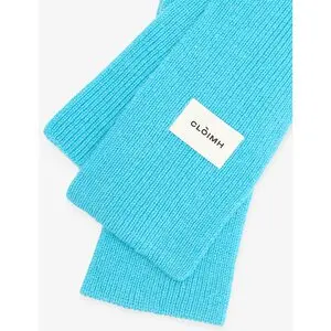 CLOIMH Branded-patch Ribbed Wool Scarf