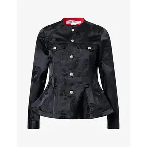 Comme Des Garçons Peplum Jacquard Woven Jacket - Black