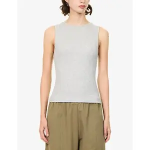 Dissh Amara Boat-neck Cotton-blend Tank Top - Grey Marle