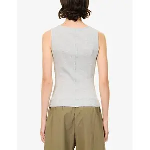 Dissh Amara Boat-neck Cotton-blend Tank Top - Grey Marle