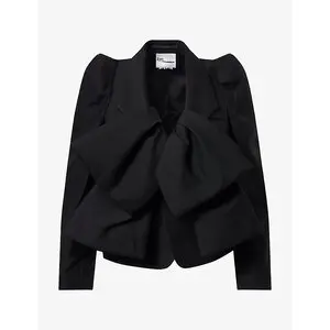 Noir Kei Ninomiya Oversized-bow Notch-lapel Wool Jacket - Black