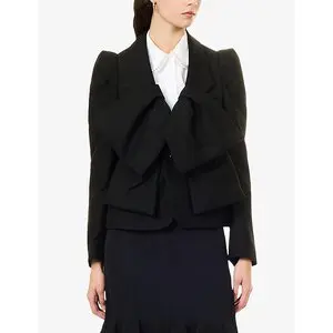 Noir Kei Ninomiya Oversized-bow Notch-lapel Wool Jacket