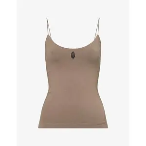 Free People Skinny Strap Logo Tank Top - Pewter
