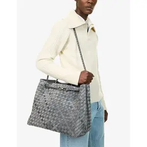 Bottega Veneta Andiamo Large Leather Cross-body Bag - Obsidian Grey-bv