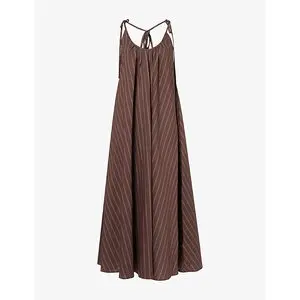 Dissh Fable Stripe Tie Cotton-blend Midi Dress