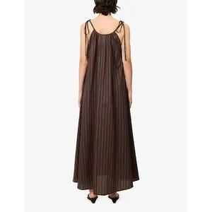 Dissh Fable Stripe Tie Cotton-blend Midi Dress