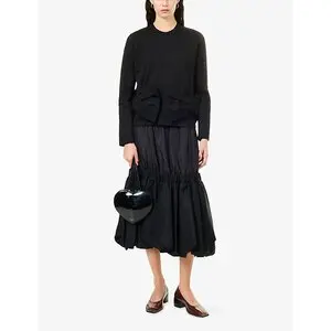 Noir Kei Ninomiya Oversized-bow Long-sleeve Cotton Top