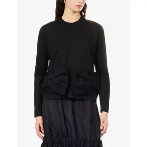 Noir Kei Ninomiya Oversized-bow Long-sleeve Cotton Top