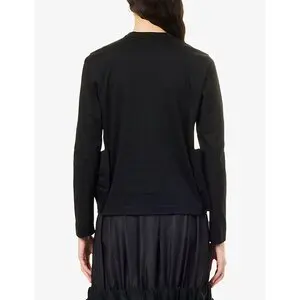 Noir Kei Ninomiya Oversized-bow Long-sleeve Cotton Top