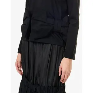 Noir Kei Ninomiya Oversized-bow Long-sleeve Cotton Top