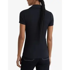 REISS Daria Scoop-neck Stretch-jersey Polo