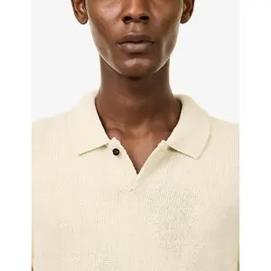 NOBL Short-sleeve Ribbed Knit Polo Shirt