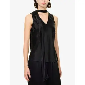Rails Poppy Neck-tie Satin Blouse Top