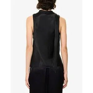 Rails Poppy Neck-tie Satin Blouse Top