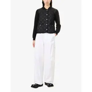 Moncler Peter-pan Collar Logo-patch Wool Cardigan