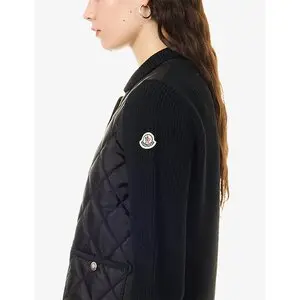 Moncler Peter-pan Collar Logo-patch Wool Cardigan