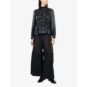 Noir Kei Ninomiya Ruffled Peplum Satin Shirt