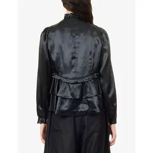 Noir Kei Ninomiya Ruffled Peplum Satin Shirt