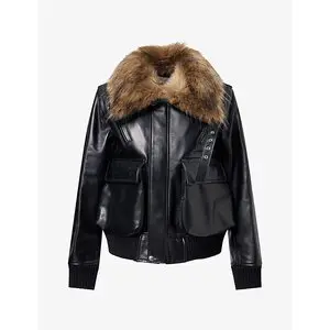 Sacai Spread-collar Flap-pocket Leather Jacket - Black