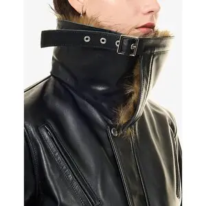 Sacai Spread-collar Flap-pocket Leather Jacket