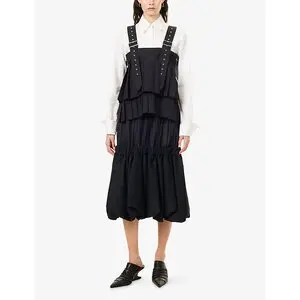 Noir Kei Ninomiya Pleated Open-side Wool-blend Top
