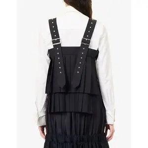 Noir Kei Ninomiya Pleated Open-side Wool-blend Top