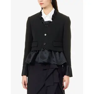 Noir Kei Ninomiya Ruffle-collar Pleated Wool Jacket