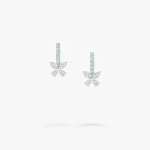 Graff Butterfly Tourmaline And Diamond Drop Earrings - White Gold