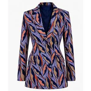 OHEMA OHENE African Print Double-breasted Blazer - Blue