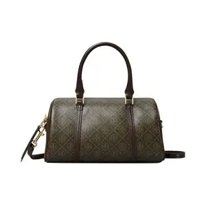 Tory Burch T Monogram Coated Canvas Mini Barrel Bag 'french Press