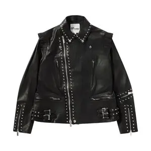 COMME DES GARÇONS NOIR Studded Faux-leather Biker Jacket