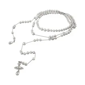 VIVIENNE WESTWOOD Broken Pearl Necklace 'pearl/black Diamond - White