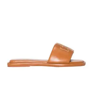Tory Burch Wmns Double T Sport Slide Sandal 'bourbon Miele - Tan
