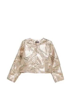 SUSANNE BOMMER Floral Print Crewneck Jacket - Gold