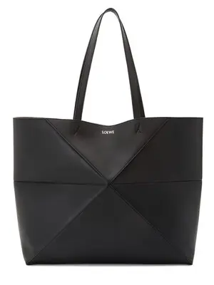 Loewe Puzzle Fold Medium Leather Tote - Black
