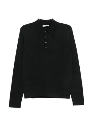 LEMAIRE Wool Polo Shirt - Black