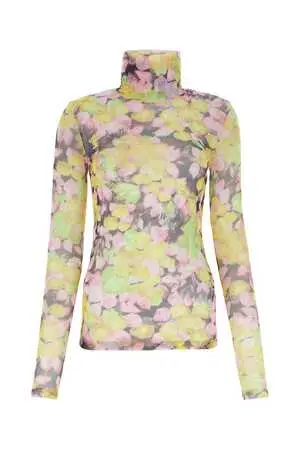 Dries Van Noten Printed Mesh Top