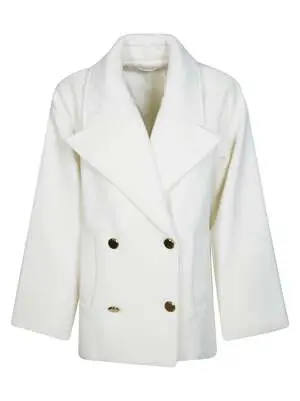 PAROSH Double-breasted Caban Coat For - Bianco