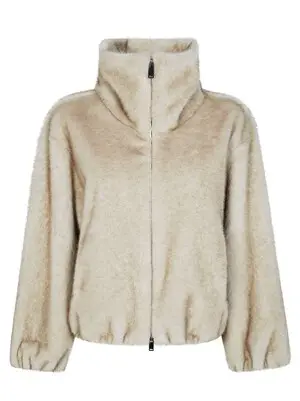 PAROSH Eco-faux Fur Jacket - Beige