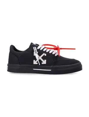Off-White Low Top Canvas Sneakers With Arrow Motif - Nero