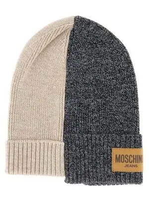 Moschino Wool Cap With Logo For - Grey