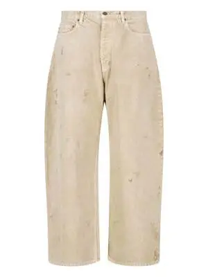 Balenciaga Distressed Wide-leg Jeans - Beige