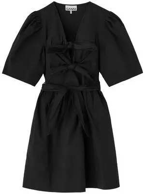 GANNI Cutout Tie-front Mini Dress