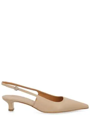 AeydĒ Slingback Kitten Heel Pumps - Beige